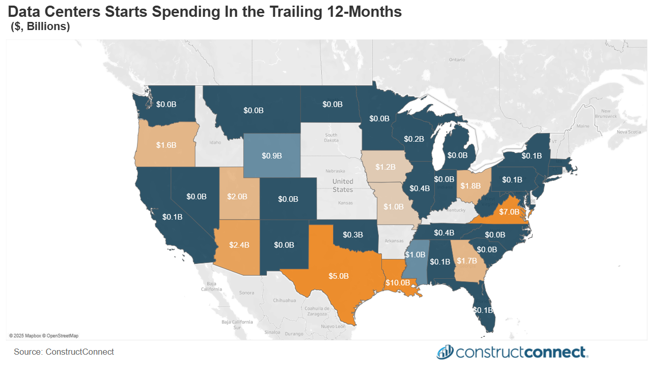 November Data Center Report: Spending Surges 92.8% as Southern States ...